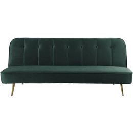 HABITAT ET JARDIN Bettsofa mit Schlaffunktion aus dunkelgrünem Samt James - 180 x 83 x 75 cm -3-Sitzer-Sofa