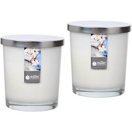ECI Maxi Duft-Kerzenglas Windlicht 110/95 mm mit Deckel 2er Set versch. Aromen Soft Cotton