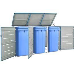 Mülltonnenbox für 3 Tonnen 207x77,5x112,5 cm - Blau - Prolenta Premium