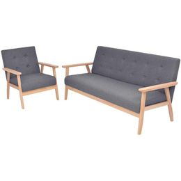 MAISONCHIC Sofa-Set 2-tlg. Loungesofa Couch Modern Stoff Dunkelgrau DE13101 - Grau