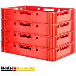 Kingpower - 4 Stück E1 Fleischkisten Rot Kisten Eurobox Lebensmittelecht Metzgerkiste Box Aufbewahrungsbox Kunststoff Wanne Plastik Stapelbar