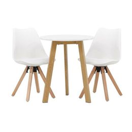 ebuy24 - Leonora Essgruppe Tisch weiß und 2 Zeno Stühle weiß. - Weiß