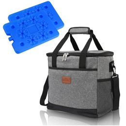 25L Kühltasche faltbar Kühlkorb Kühlbox Isoliertasche Thermotasche Picknicktasche für Lebensmitteltransport, Grau - Swanew