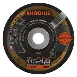 RHODIUS FS1 FUSION, 10 Stück, 115 x 4,0 mm, Korn 60, Schruppscheibe