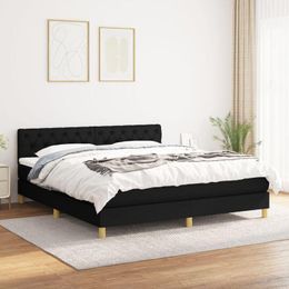 Boxspringbett mit Matratze Schwarz 160x200 cm Stoff Vidaxl Schwarz