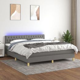 Boxspringbett，Doppelbett mit Matratze & LED Dunkelgrau 160x200 cm Stoff vidaXL