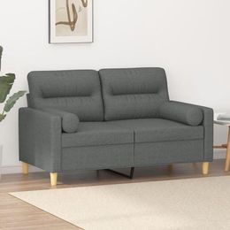 2-Sitzer-Sofa,Sofas gerade mit Zierkissen Dunkelgrau 120 cm Stoff vidaXL