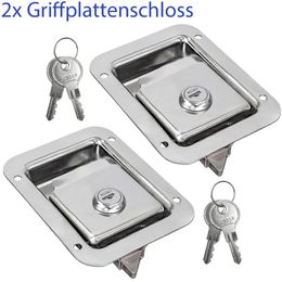 2x Ersatz Schloss Türschloss für Truckbox Deichselbox Außenschloss Griffplattenschloss Latch Lock Edelstahl Abschließbar Trucky