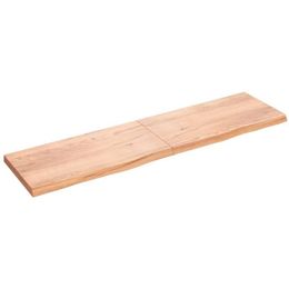 Wandregal,Wandboard,Hängeregal für Wohnzimmer, Schlafzimmer, Flur, Badezimmer Hellbraun 200x50x6 cm Massivholz Eiche Behandelt DTHFF6083676 MAISONCHIC