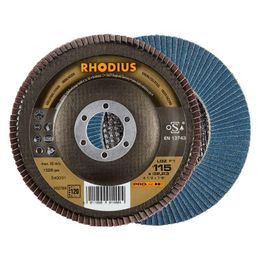 Rhodius Abrasives - rhodius lgz F1, 10 Stück, 115 mm, Korn 120, Fächerscheibe