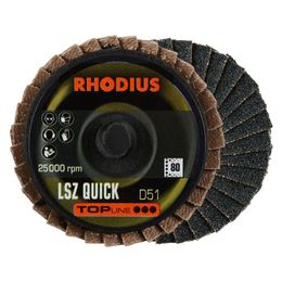 RHODIUS LSZ QUICK, 10 Stück, 51 mm, Korn 80, Lamellenschleifscheibe
