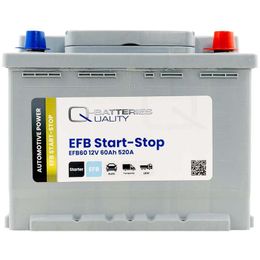 Quality Batteries - Q-Batteries Start-Stop efb Autobatterie EFB60 12V 60Ah 520A inkl. 7,50€ Pfand