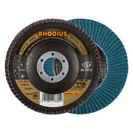 Rhodius Abrasives - rhodius lgz F2, 10 Stück, 115 mm, Korn 60, Fächerscheibe