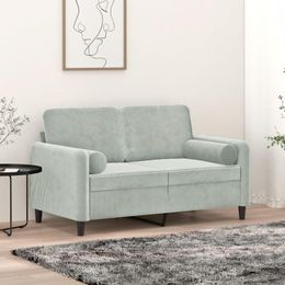 Vidaxl - 2-Sitzer-Sofa mit Zierkissen Hellgrau 120 cm Samt Grau