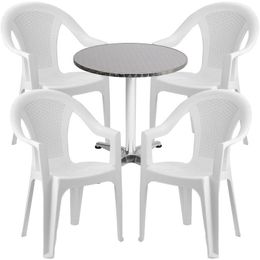 Mojawo Bistrogarnitur 5-teilig Aluminium / Kunststoff Weiß-M950249+4xMISC128BI