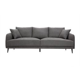 Miliboo - Design-Sofa mit grauem Stoff im Samtdesign und schwarzem Metall 3-Sitzer jerry - Hellgrau