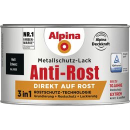 Alpina - Metallschutz-Lack Anti-Rost 300 ml schwarz matt Metallack Schutzlack
