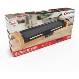 Alpina - Teppanyaki-Grill, 2000 w, 43x22,5 cm, Bambusgehäuse