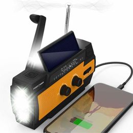 Minkurow - Solar Am/FM/Noaa Radio Handkurbel Radio Tragbares usb Wiederaufladbares Notfall Radio mit 4000 mAh Power Bank, led Taschenlampe (Orange)