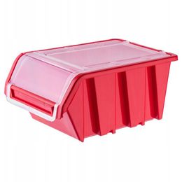 Stapelkiste mit Deckel, Lagerbox aus pp Kunststoff, Sichtlagerbox in verschiedenen Größen und - Kadax