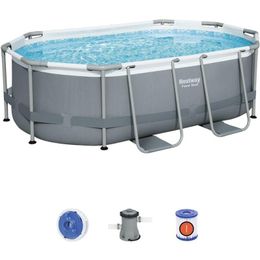 5614A Power Steel Frame Pool Set Oval 305x200x84cm Pumpe ChemConnect - Bestway