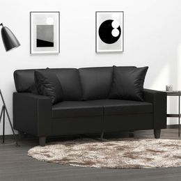 2-Sitzer-Sofa mit Zierkissen Schwarz 120 cm Kunstleder vidaXL49380