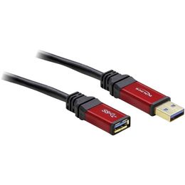 USB-Kabel usb 3.2 Gen1 (usb 3.0 / usb 3.1 Gen1) usb-a Stecker, usb-a Buchse 2.00 m Rot, Schwa - Delock