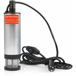 12V 51mm Tauchpumpe, Auto-Kraftstoffpumpe für flüssiges Dieselwasser, Edelstahl-Fahrzeugpumpe mit Zigarettenanzünder Autoboot suv