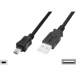 Digitus USB-Kabel USB 2.0 USB-A Stecker, USB-Mini-B Stecker 1.00 m Schwarz Rund, doppelt geschirmt A