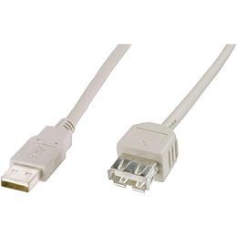 Digitus USB-Kabel USB 2.0 USB-A Stecker, USB-A Buchse 1.80 m Beige AK-300202-018-E