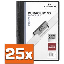 Durable - 220001 Klemm-Mappe, 25 Stück, Duraclip Original 30 (für 1-30 Blatt A4), schwarz
