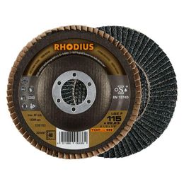 Rhodius Abrasives - rhodius lgz f, 10 Stück, 115 mm, Korn 40, Fächerscheibe