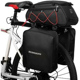 Woosien - 3-in-1-Fahrradträgertasche, Kofferraumtasche, wasserdichte Fahrrad-Rücksitztasche, Kühltasche mit 2 seitlich hängenden Taschen