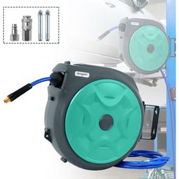 Schlauchtrommel Automatik Druckluft 20m - Druckluftschlauch Aufroller Wandschlauchhalter Grau (20m) - Uisebrt