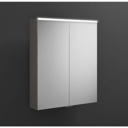 Burgbad Eqio Spiegelschrank mit Horizontaler LED-Beleuchtung SPGS065, 650 x 800mm, Korpus: Grau Hochglanz - SPGS065F2010