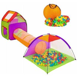Northix - Kinderspielzeug - Zelt + Tunnel + Haus + 200 Bälle