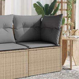 Gartensofa ohne Armlehnen mit Kissen Beige Poly Rattan Vidaxl Beige