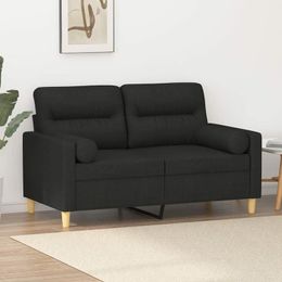 2-Sitzer-Sofa,Sofas gerade mit Zierkissen Schwarz 120 cm Stoff vidaXL