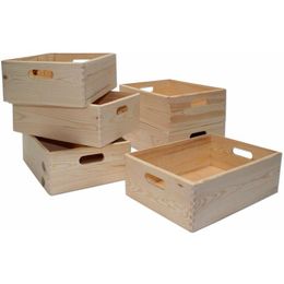 KYNAST - Holz Kiste Allzweck Box 6-Stück Kiefer 40x30x14 cm Kiefer natur