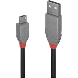 USB-Kabel usb 2.0 usb-a Stecker, USB-Micro-B Stecker 5.00 m Schwarz, Grau 36735 - Lindy