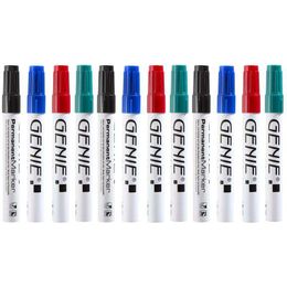 12 Stück GENIE Permanent Marker Set Permanentmarker wasserfest m Rund 4 Farben