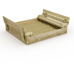 Sandkasten Flip mit Klappdeckel Sandkasten mit Sitzbank und integriertem Deckel - 110 x 125 cm - Wickey