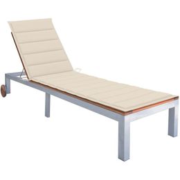 MAISONCHIC - Sonnenliege,Liegestuhl,Gartenliege mit Auflage Akazie Massivholz Verzinkter Stahl VEIN549522