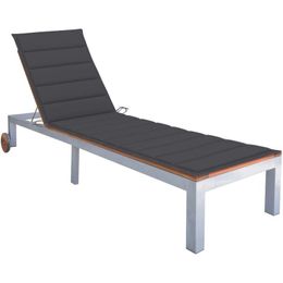 MAISONCHIC - Sonnenliege,Liegestuhl,Gartenliege mit Auflage Akazie Massivholz Verzinkter Stahl VEIN123523