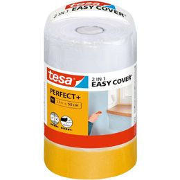 Tesa Easy Cover Perfect+ Refill m - 2in1 Malerfolie mit Malerband aus Washi-Papier - zum Abkleben und Abdecken bei Malerarbeiten - 33 m x 55 cm - orange