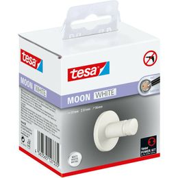 Tesa Moon white Handtuchhaken, matt weiß, für Bad & wc - für Bäder im Industrial Style und moderne Badezimmer - bohrfrei, inkl. Klebelösung - 37 mm x 37