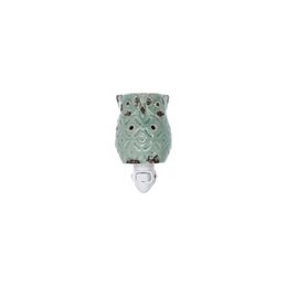 Duftlampe aus Keramik mit grüner Eule cm7,7x10h13,4