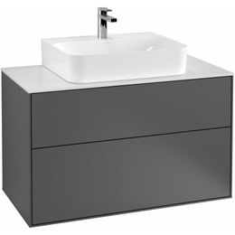 Villeroy & Boch Villeroy und Boch Finion Waschtischunterschrank F10200, 1000x603x501mm, Abdeckplatte Black Matt, Farbe: Glossy Black Lacquer - F10200PH