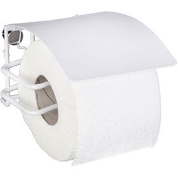 Wenko Toilettenpapierhalter mit Deckel Classic Plus, mit hochwertigem Rostschutz, Weiß, Stahl weiß - weiß