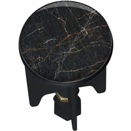 Wenko - Abfluss-Stopfen Pluggy® Marble, Schwarz, Waschbeckenstöpsel höhenverstellbar, Schwarz, Kunststoff mehrfarbig , Messing chrom - schwarz